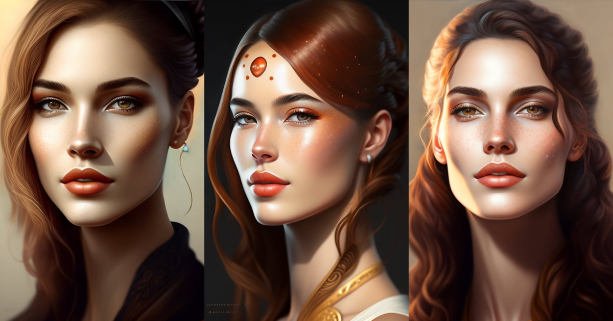 Lexica - Portrait of the slender woman with smiley lips, a long brown ...