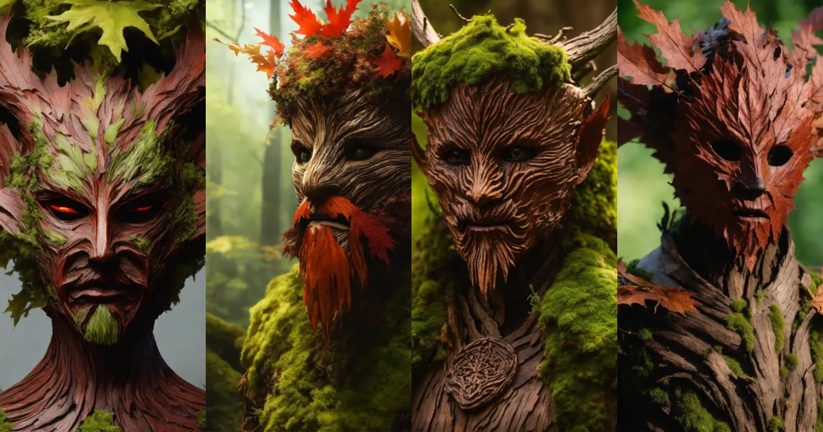 Lexica - A tall ent-like humanoid creature. Its skin is dark maple bark ...