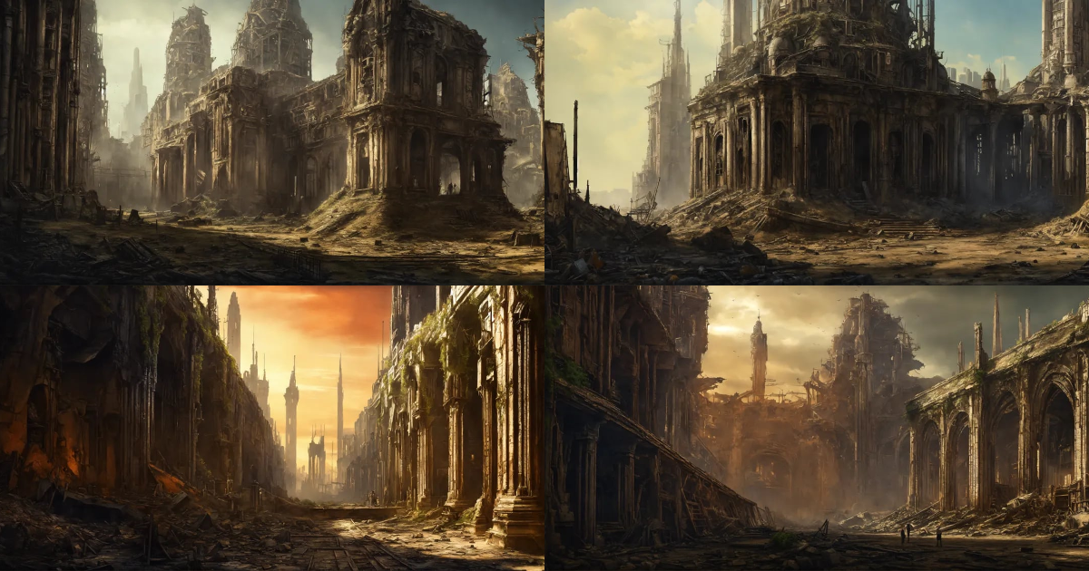 Lexica - Ruined city ruins in 1930, centred, high quality art by H.R ...
