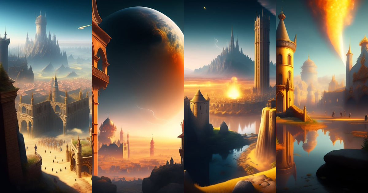 Lexica - An illustration of apocalyptic medieval city. meteor impact