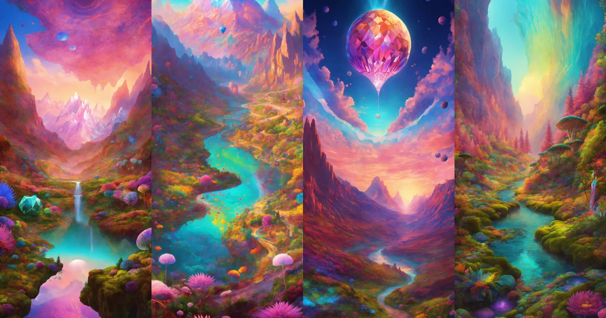 Lexica - The most surreal psychedelic valley ever, crystal-clear, dmt ...