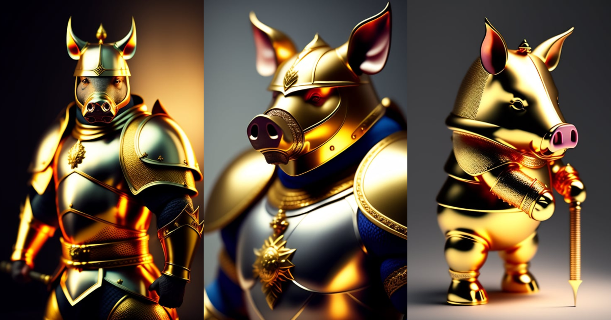 Lexica - An ultrarrealistic photo of a knight pig holding a mace ...