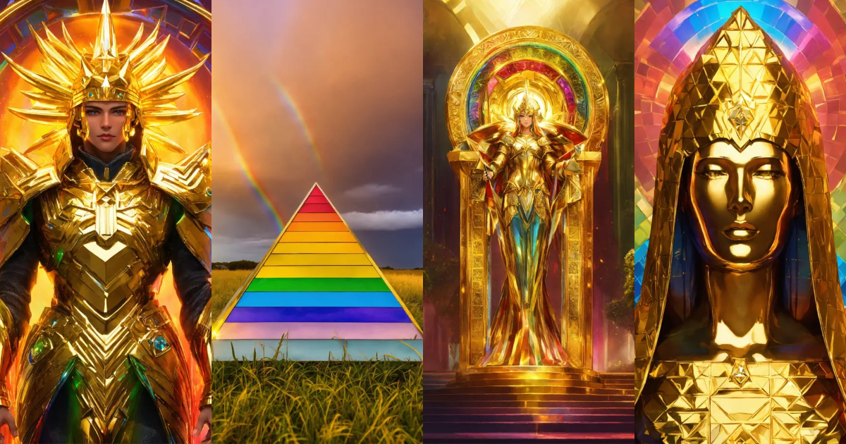 Lexica - Chrome gold god rainbow prism