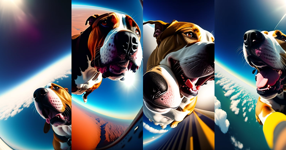 Lexica - First person point of view of a pitbull dog skydiving a selfie ...
