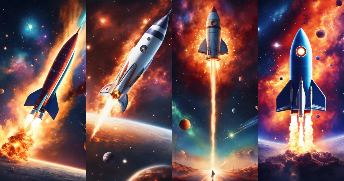 Lexica - Rocketship escaping a galaxy center while a star is exploding