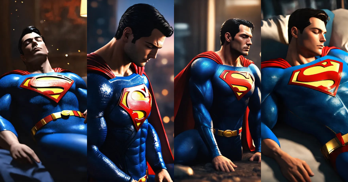 Lexica - Superman sleeping, unreal engine render, 8k