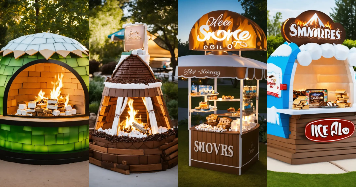 Lexica - Elegant ice igloo booth to sell smores outdoor 3d sign