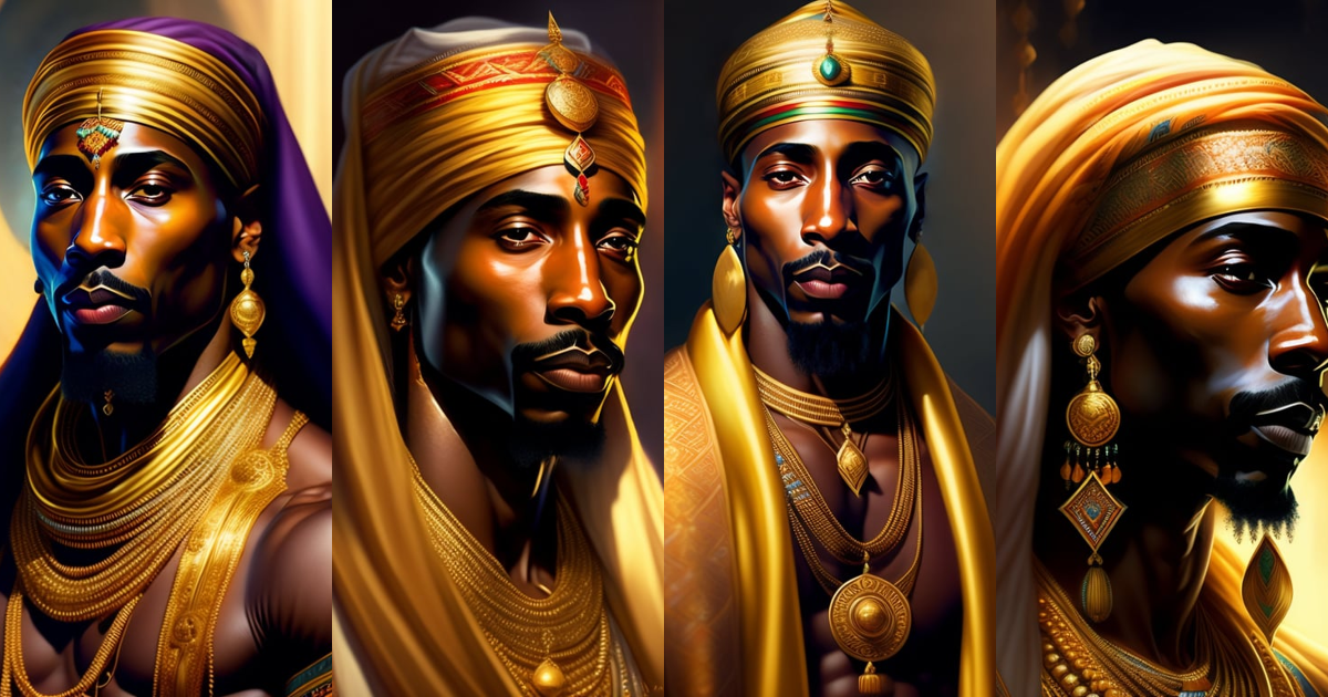 Lexica - Tupac shakur in Egyptian clothing style, highly detailed ...