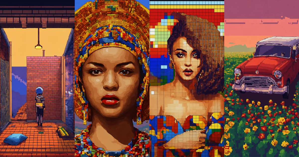 Lexica - Georgia okeef style, pixel art, birth, cultural shift ...