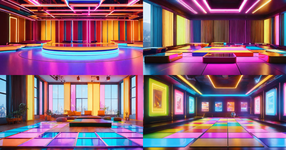 Lexica - A colorful platform in a bright room with multiple platforms ...