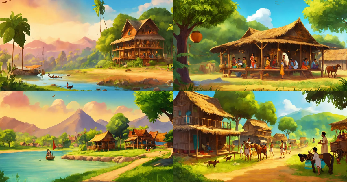 Lexica - A cartoon pictures of Indian village storybook illustration ...