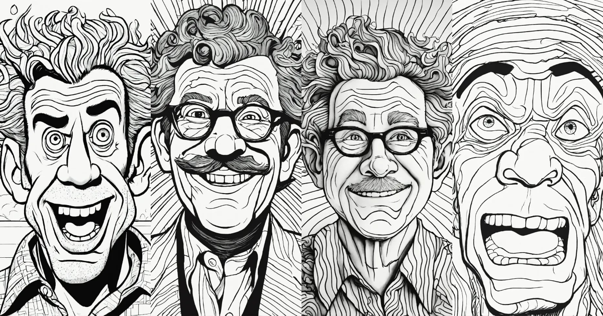 Lexica - Coloring page for adults, wavy lines, MAD Magazine Character ...