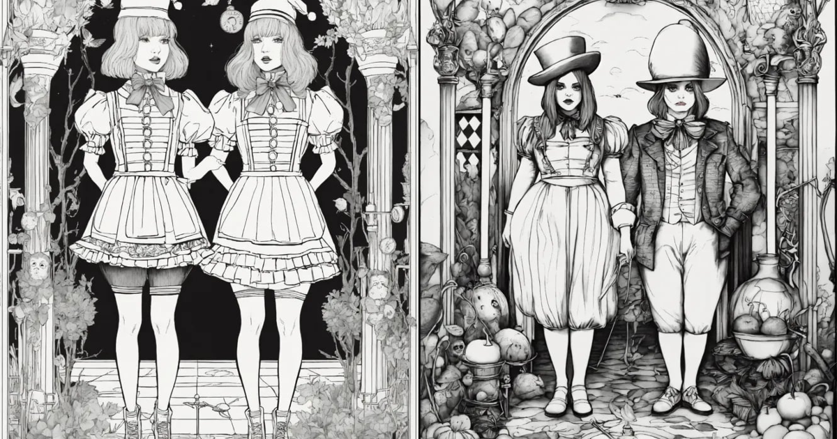 Lexica - MACABRE COLORING BOOK, IN WONDERLAND WITH Tweedledee and ...