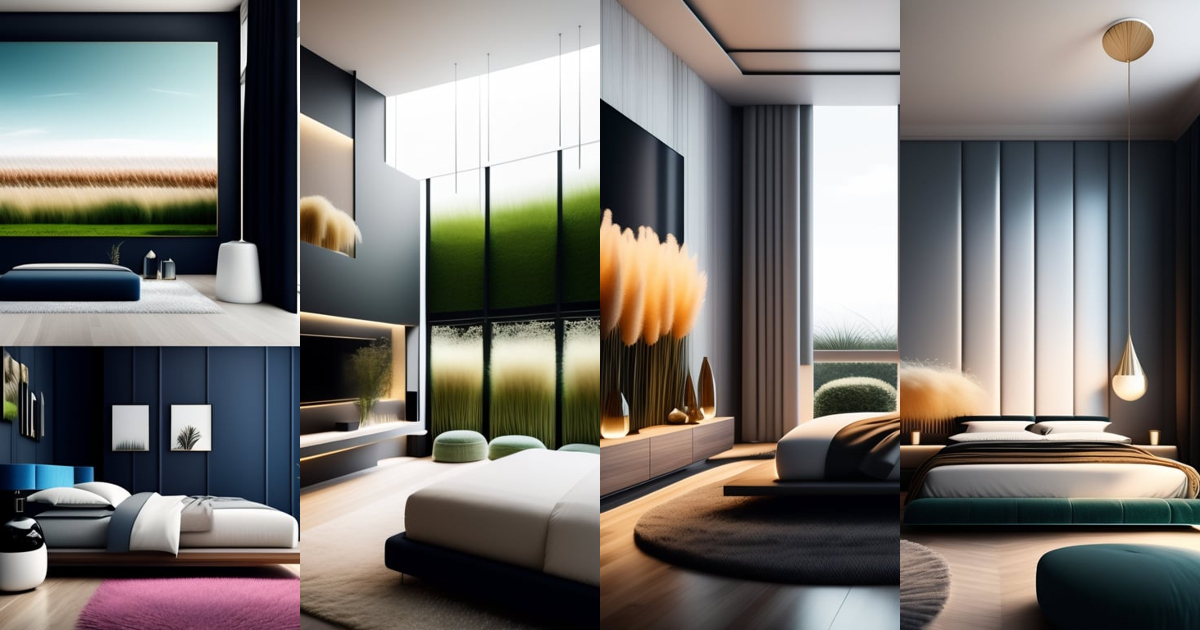 Lexica - A beautiful modern bedroom with a canape bed with a huge TV ...