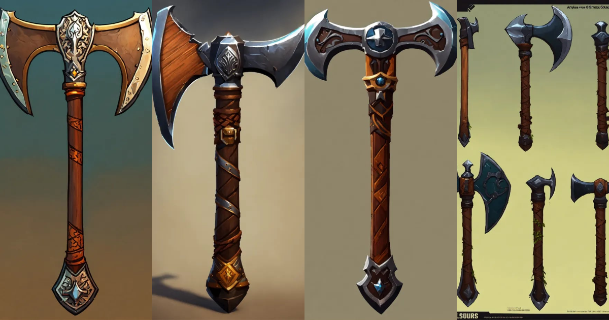 Lexica - Stylized axe concept art