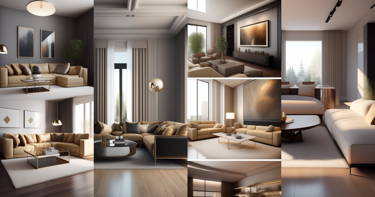 Lexica - A detalied 3d render of a beige contemporary living room, by ...