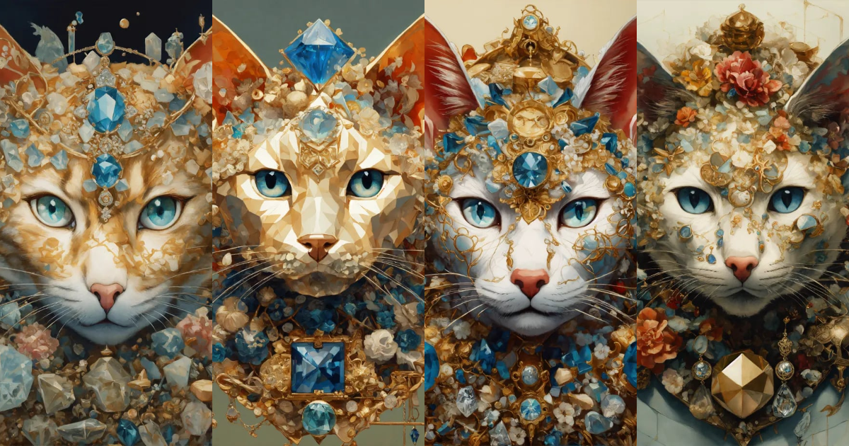 Lexica - The anatomy of a cat head made of diamond,jewelry, domino ...