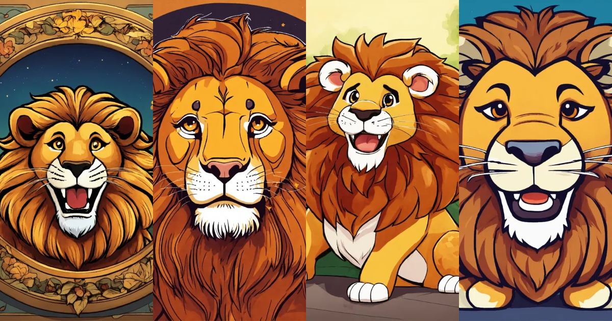 Lexica - Leo the lion smiling, cartoon