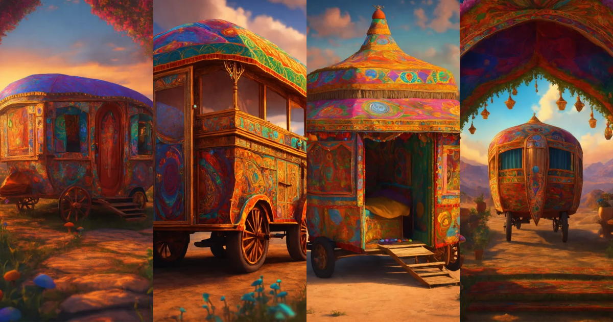 Lexica - An ancient meditative gipsy caravan in the style of alex grey ...