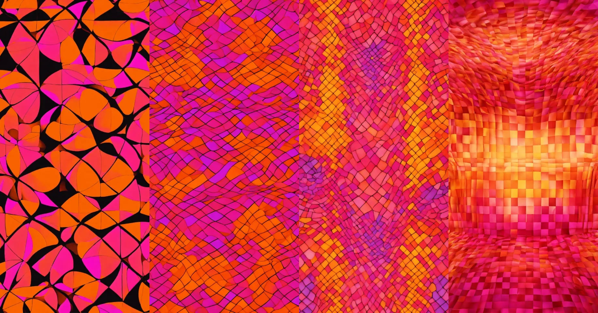 Lexica - Psychedelic, groovy, pink and orange checkered flag geometric pattern, in the style of ...