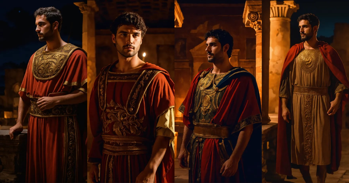 Lexica - A noble roman man wearing a roman tunic, 30 years old, dark ...