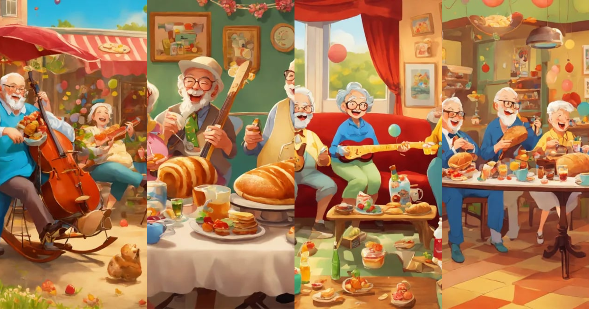 Lexica - Generate a bold, vivid, and whimsical image of a lively senior ...