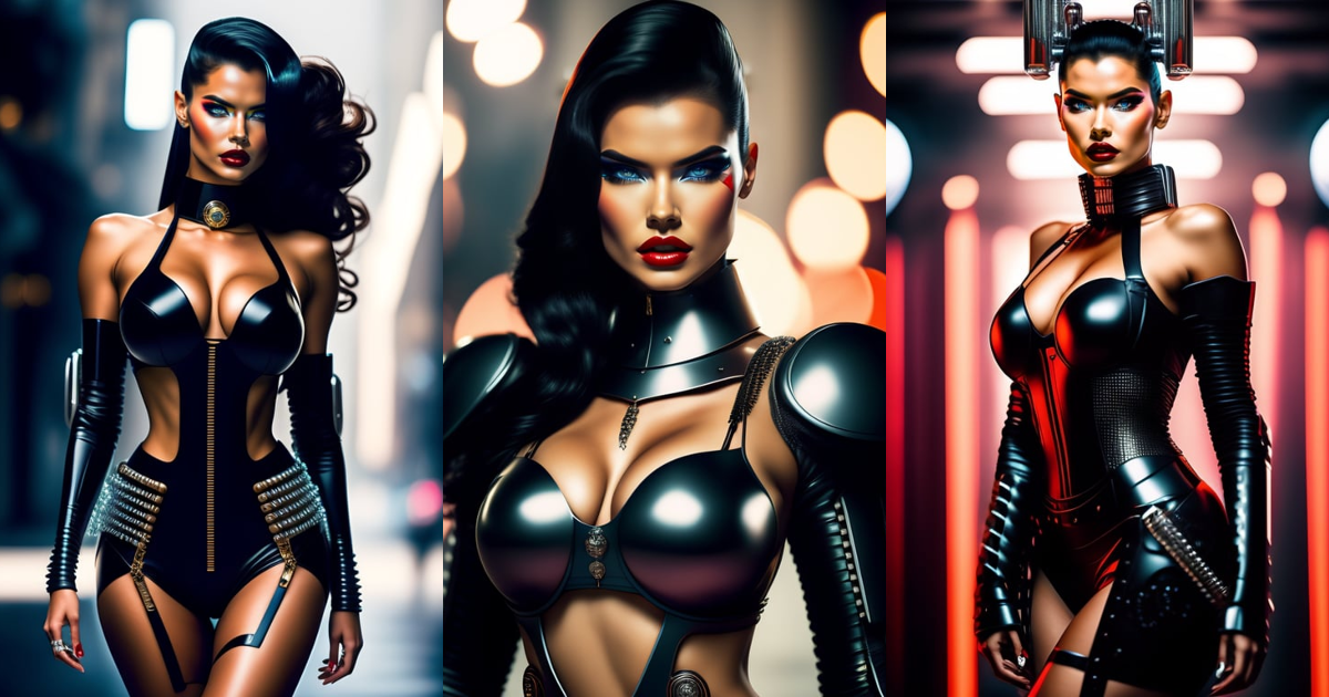 Lexica - Robotic cyborg cos play adriana lima, high fashion model , pinup model, neo noir ...