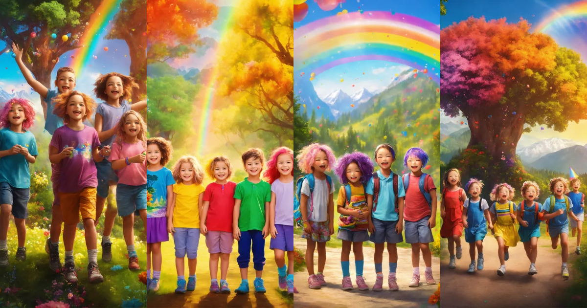 Lexica - Childlike realistic image of 5 cute 9 year old children ...