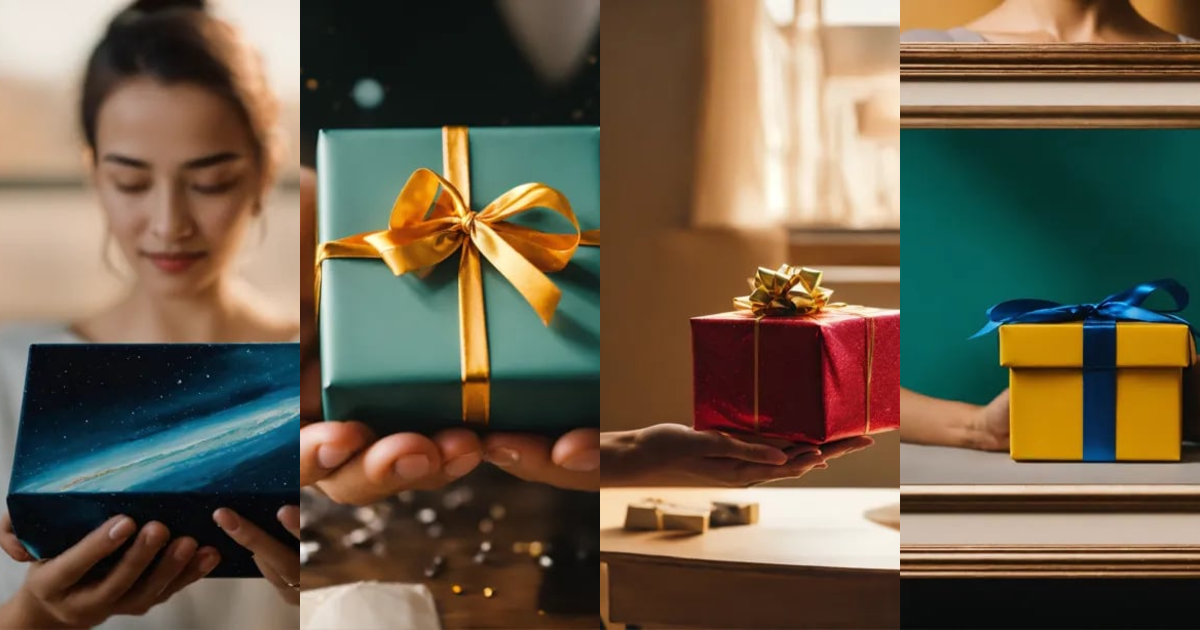 Lexica - Gifting a wrapped gift, office vibes, minimalist, beautiful ...
