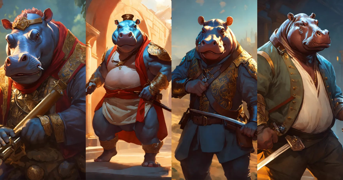 Lexica - Hippo man with a musket, posing for a fight intricate, elegant ...