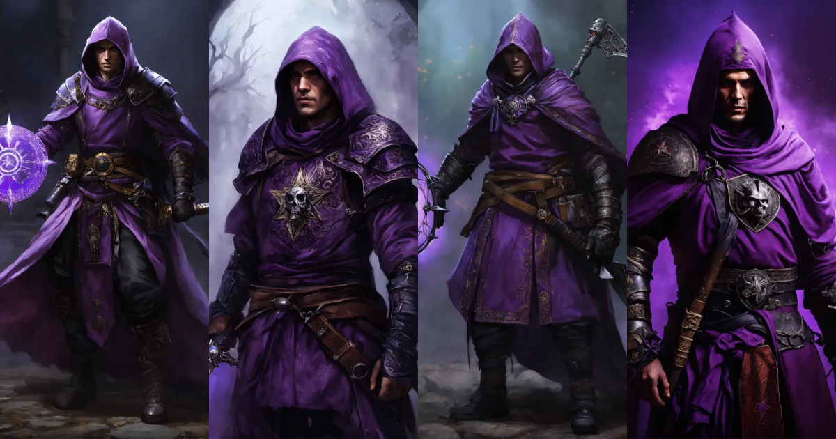 Lexica - A warrior star monk in purple and black, grim, templar, knight ...