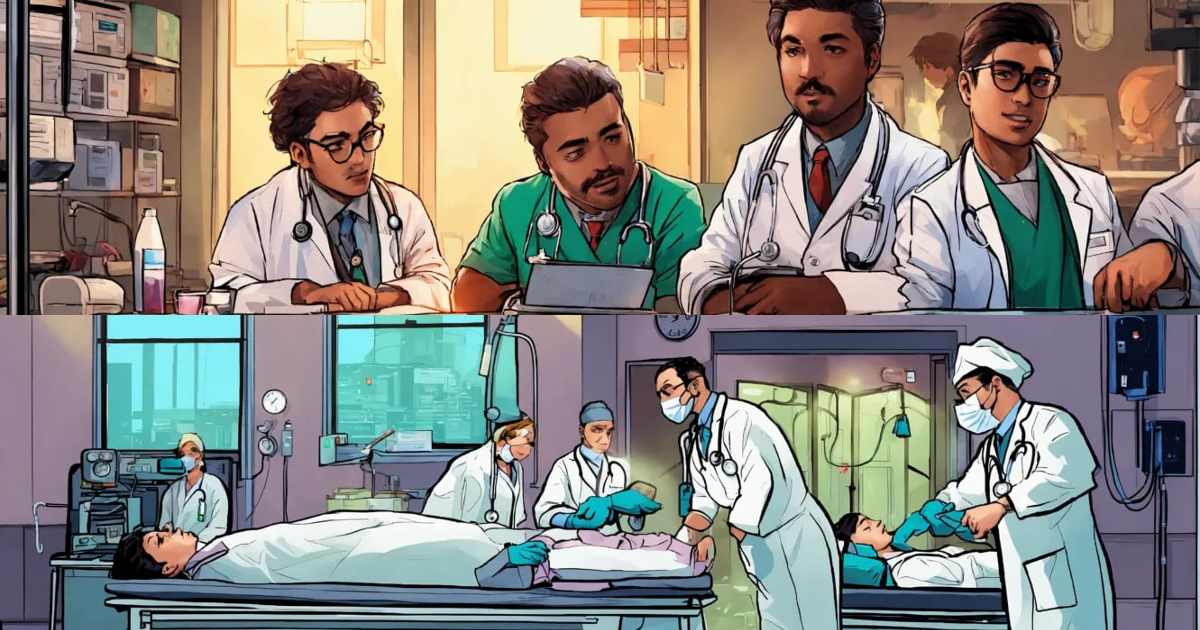 Lexica - Comic A group of doctors doing Operation