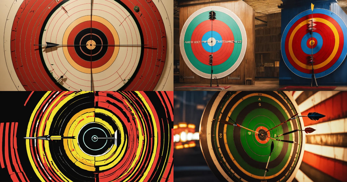 Lexica - Arrow landing inside the bullseye. Target side view. Just show ...