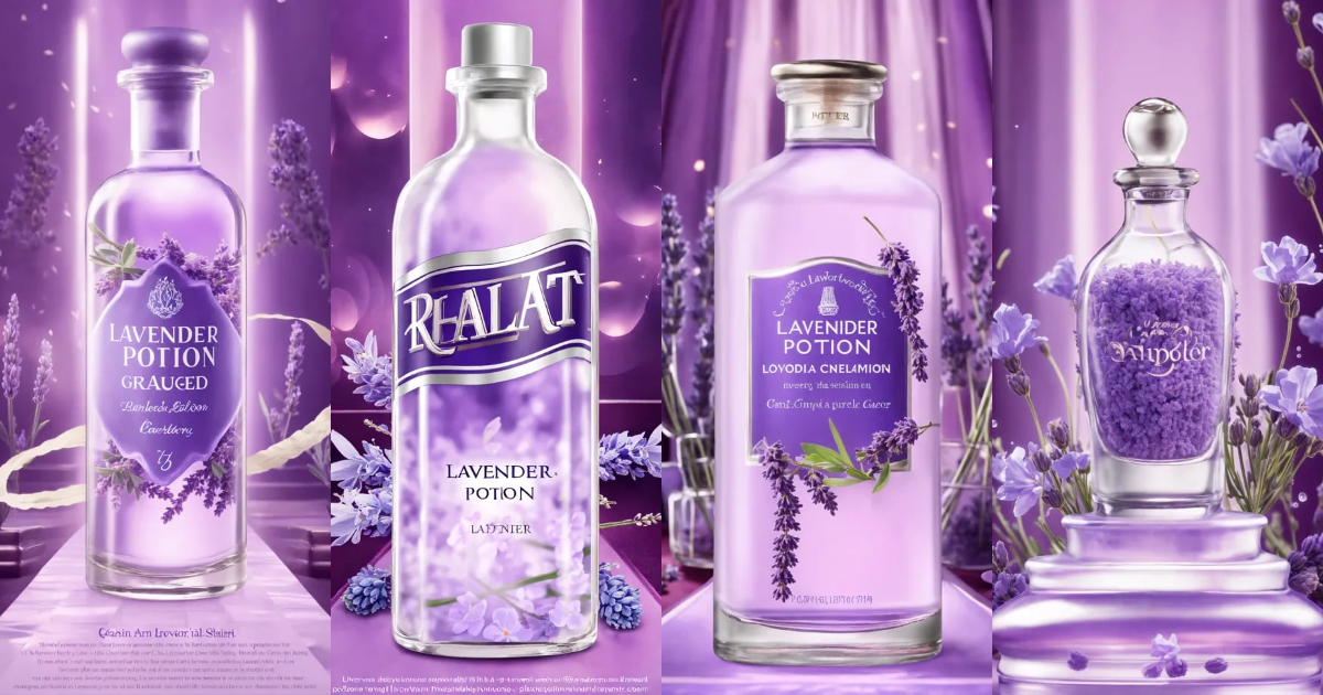 Lexica - Advertising image for lavender potion, photorealistic