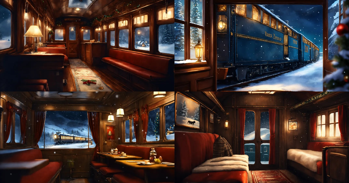Lexica - Epic shot of a polar express, interior, a ultra detailed and ...