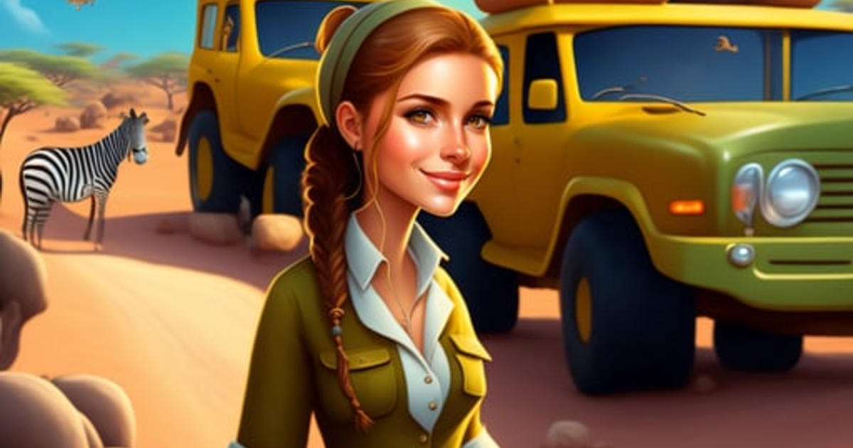 Lexica - A young adult female zoologist on a Safari, digital art, Pixar ...