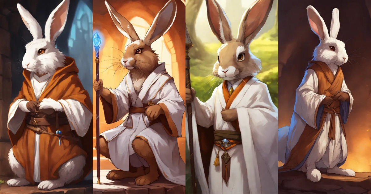 Lexica - Beautiful art, hare wizard, rabbit wizard, white robe, brown ...