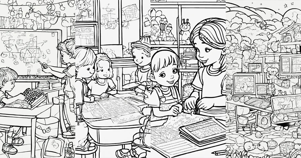 Lexica - Line drawing kids solving math problems, clip art, black and ...
