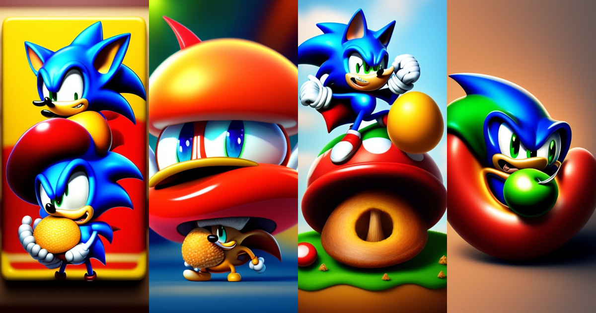 Lexica - Make me a drawing of sonic eating a mushroom with super mario ...