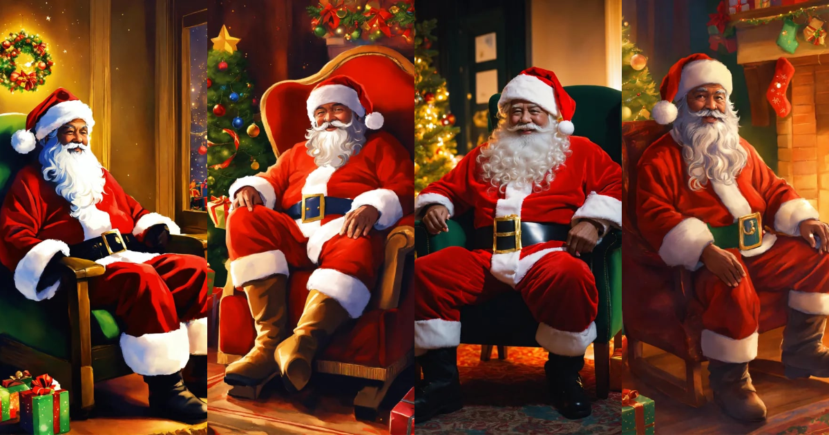 Lexica - Neo-expessionism ethnic Santa Claus, listening to the ...