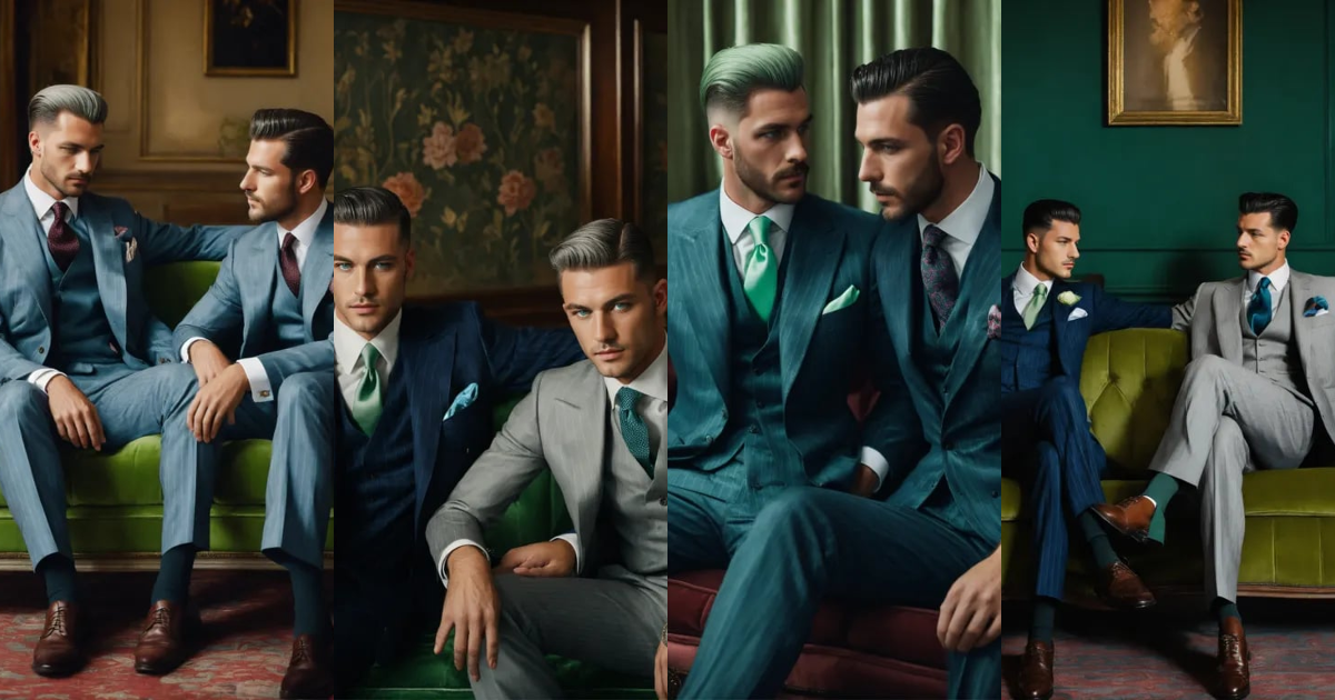 Lexica - Two Italian gentlemen in light grey pinstripe vested suit ...