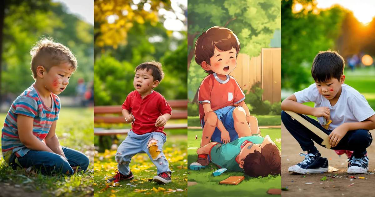 Lexica - A kid gets hurt while playing in the park.