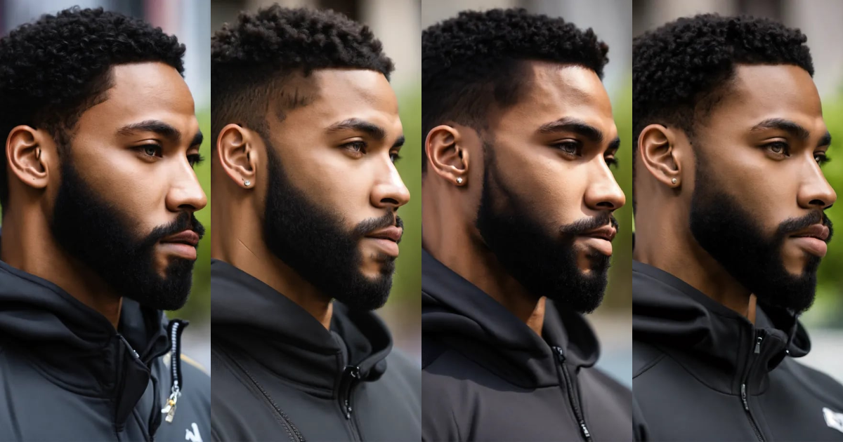 Lexica - Very handsome black male, low cut beard, light eyes, black ...