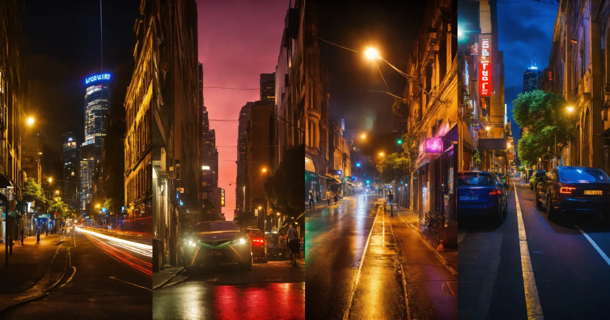 Lexica - Night street , sydney, matrix atmosphere, realistic photo ...