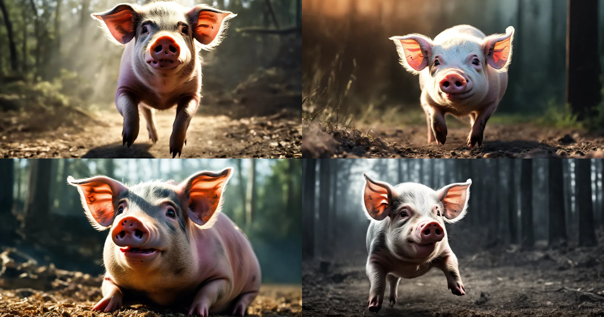 Lexica - A surreal, but photo realistic picture of a scared little pig ...