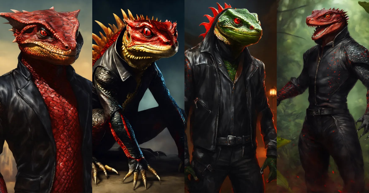 Lexica - Realistic drawing a full body portrait of a mutant lizard ...