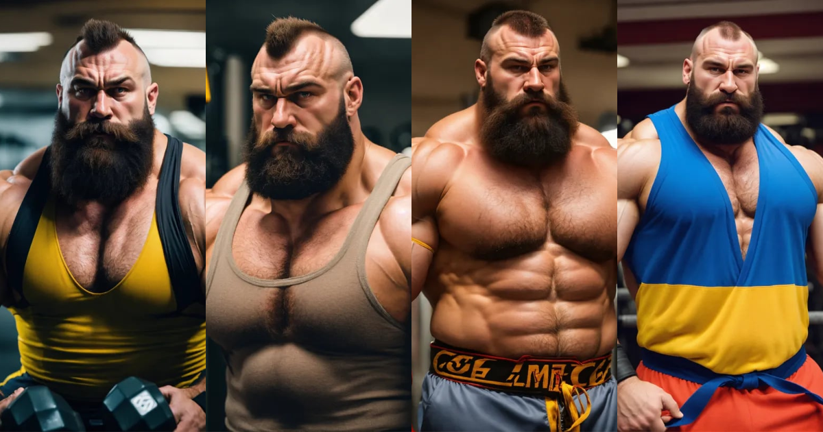 Lexica - 30-year-old hairy man with big muscles, Zangief from Street ...