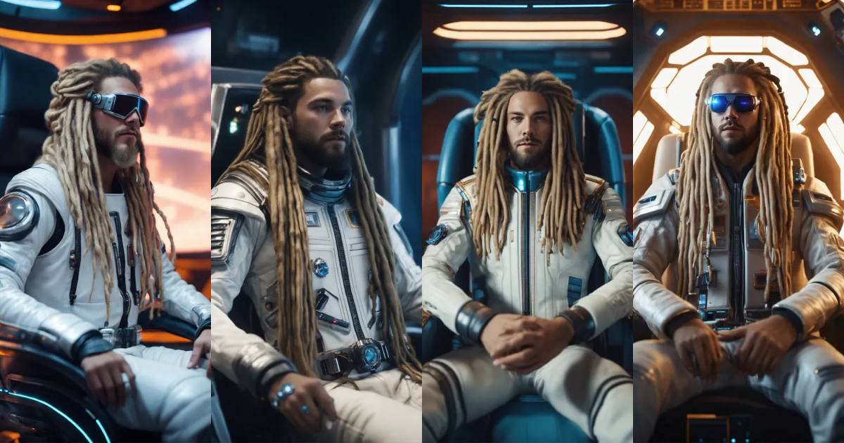 Lexica - Zoom out of a white male rockstar with long blonde dreadlocks ...