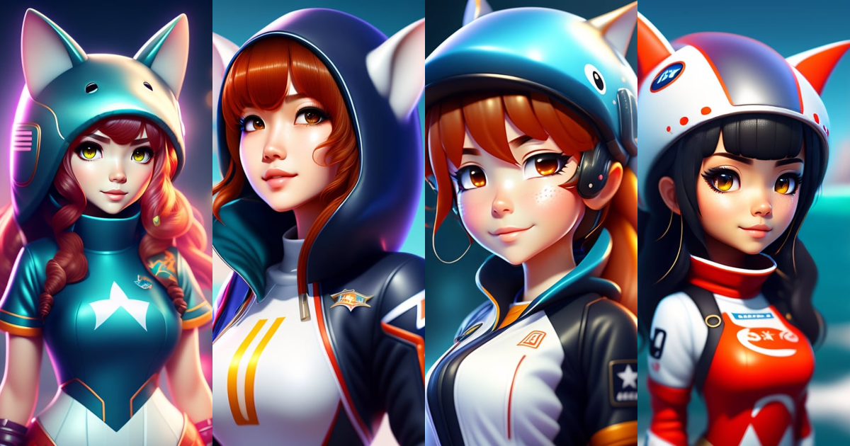 Lexica - HQ,cute and pretty girl in shark suit, anime style, costumed ...