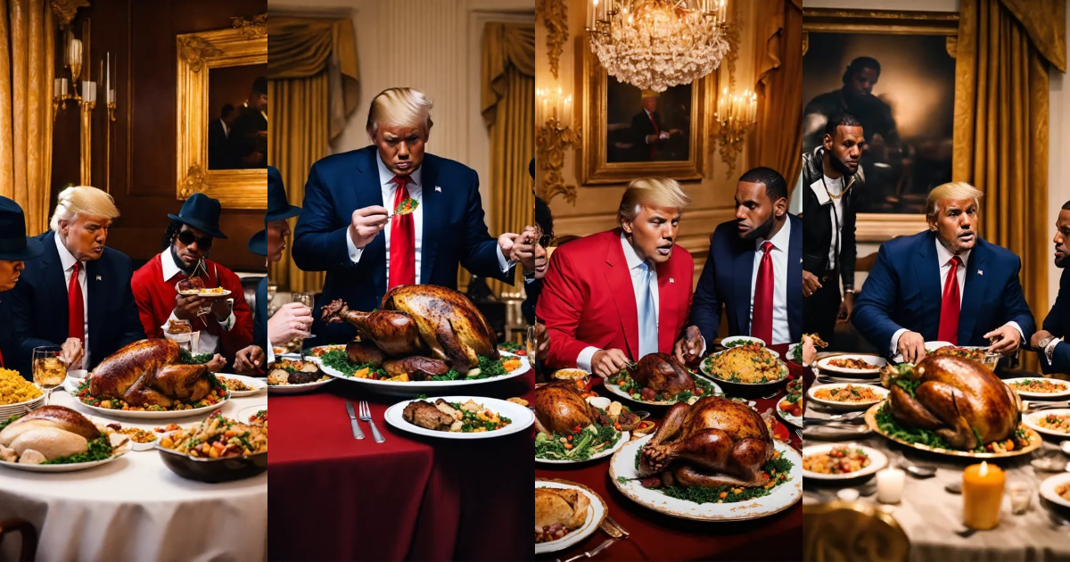 Lexica - Photo realistic shot of lebron james eating thanksgiving ...